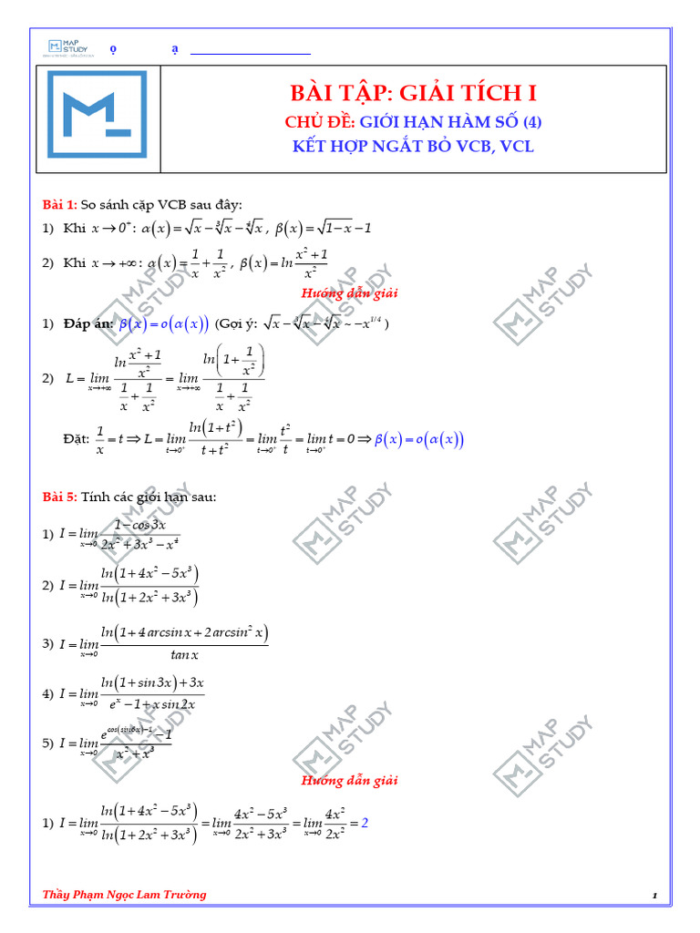 [TCC] - BTTL Giới hạn hàm số 4-Ngắt bỏ VCB VCL-Thầy Lam Trường | PDF