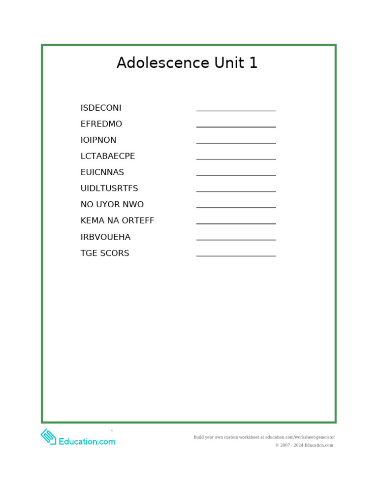 Adolescence Unit 1 | PDF