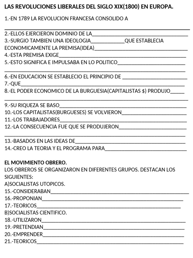 LAS REVOLUCIONES LIBERALES DEL SIGLO XIX | PDF