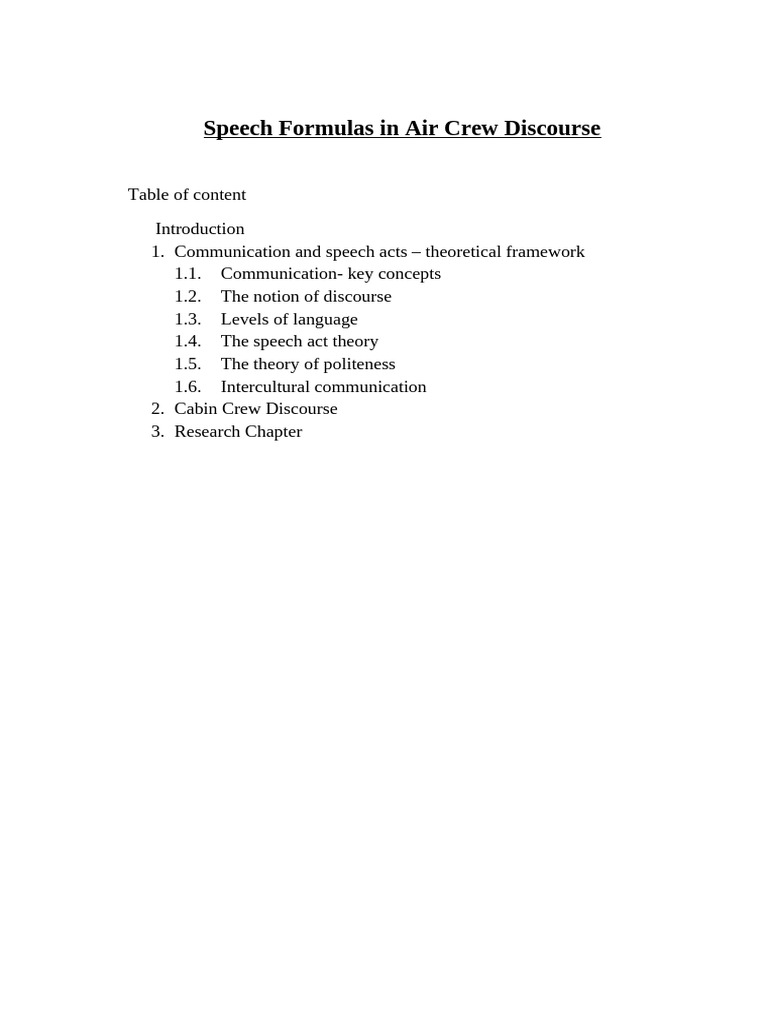 Speech Formulas in Cabin Crew Discourse | PDF | Word | Communication