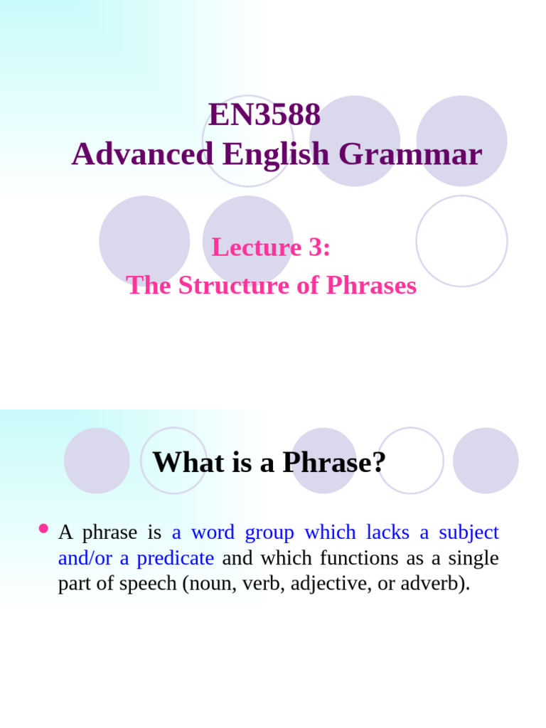 EN3588 Lect3 Powerpoint | PDF | Verb | Clause