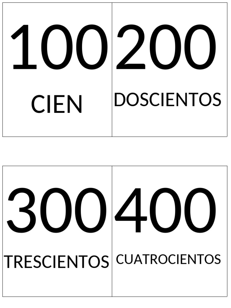Carteles Numeros Del 100 Al Mil | PDF
