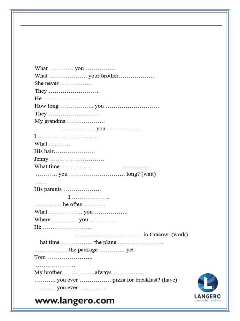 Mixed Present Tenses Exercises Part 1 | PDF