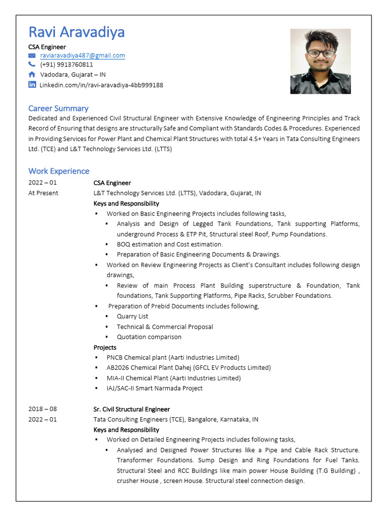 Ravi_Aravadiya_CSA Engineer | PDF | Engineering
