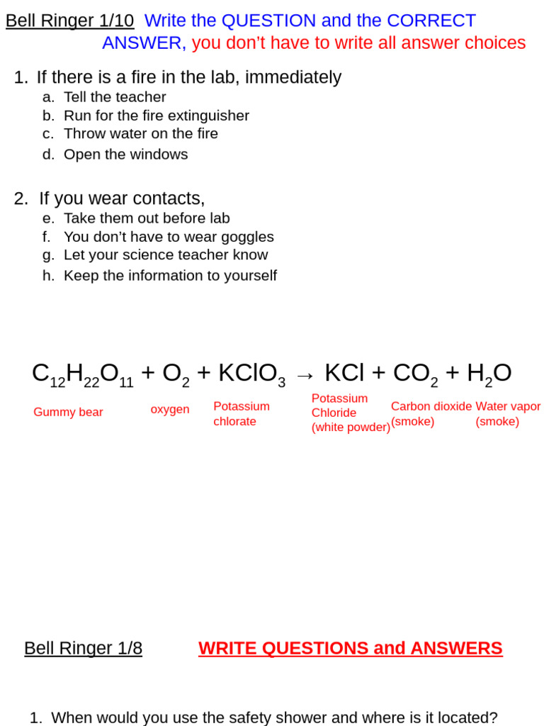 Lab Safety Questions and Answers Guide | PDF