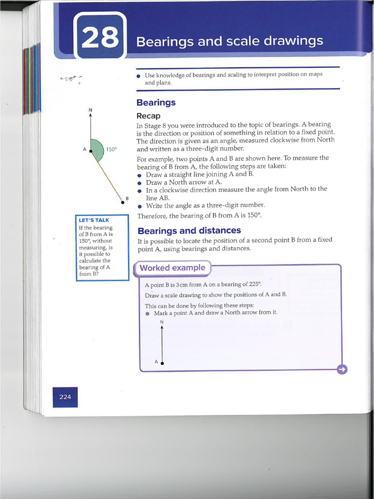Y9 Maths_28 Bearings and scale drawing (pg 224-230) | PDF