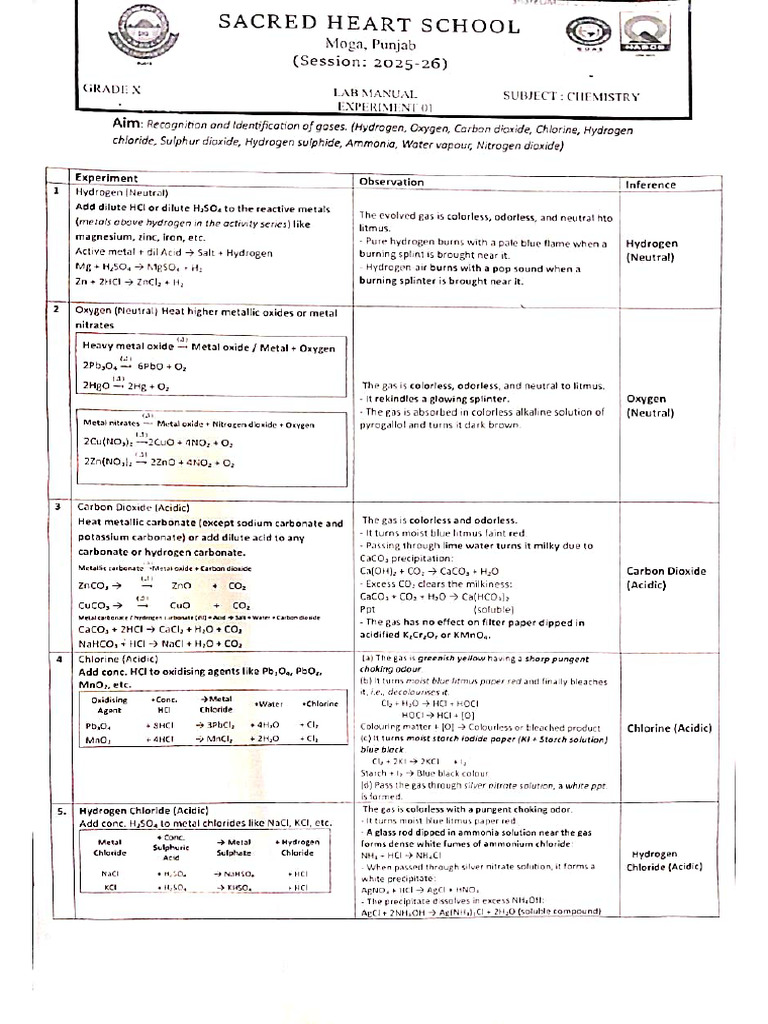 Chemistry Experiment 1 Class X Pdf