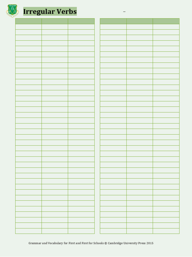 Grammar - Vocabulary-First-and-First-for-Schools-irregular-verbs | PDF ...