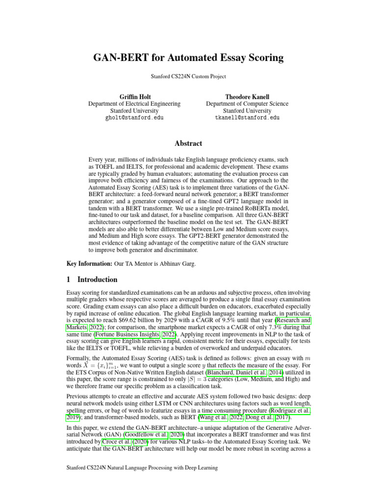 GAN-BERT for Essay Scoring Automation | PDF | Applied Mathematics ...