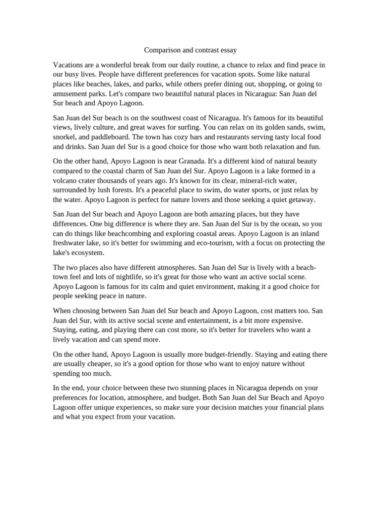 Comparison and Contrast Essay | PDF | Water | Physical Geography