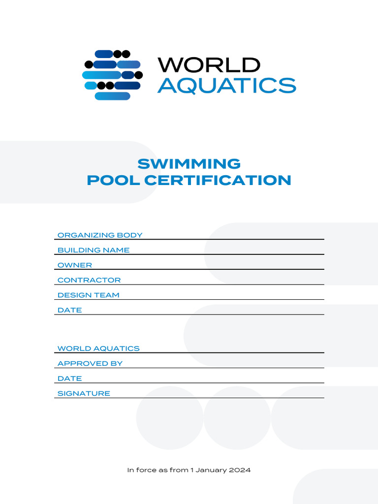 Swimming Pool Certification Guidelines 2024 | PDF | Swimming (Sport ...