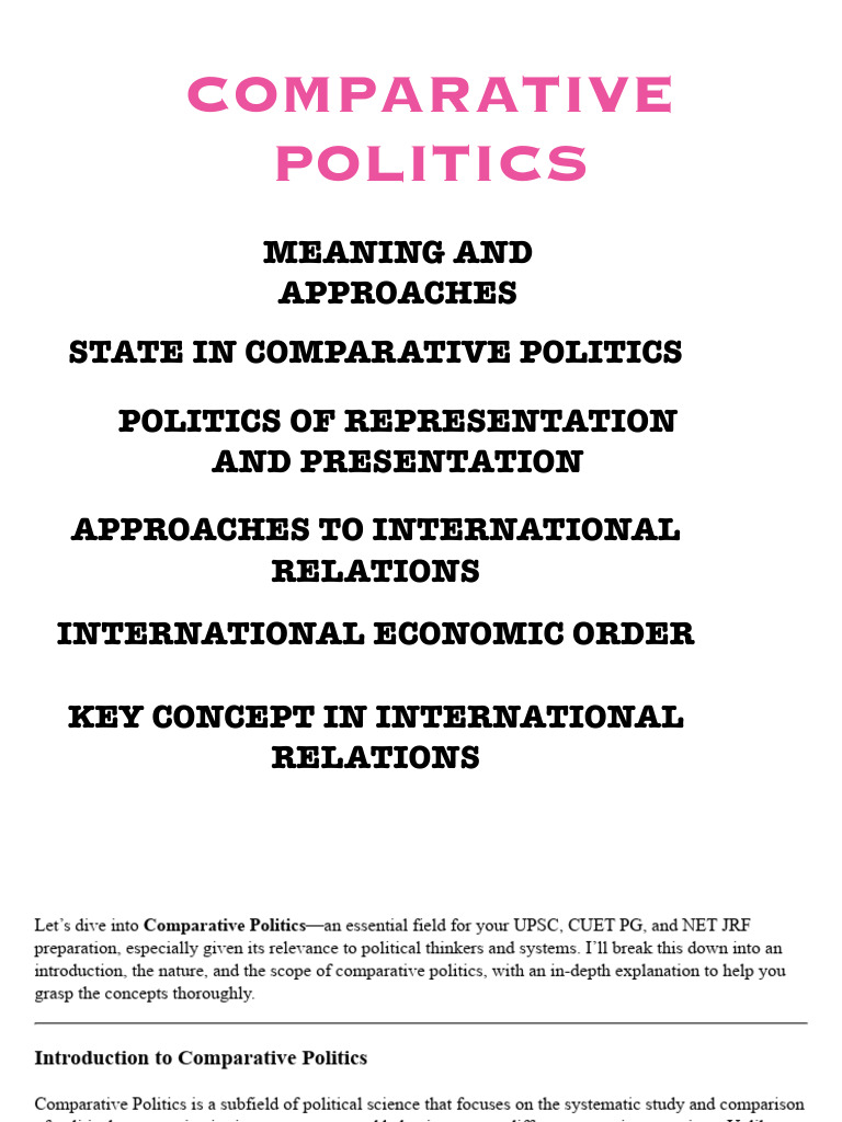 COMPARATIVE POLITICS | PDF | World Systems Theory | Institution