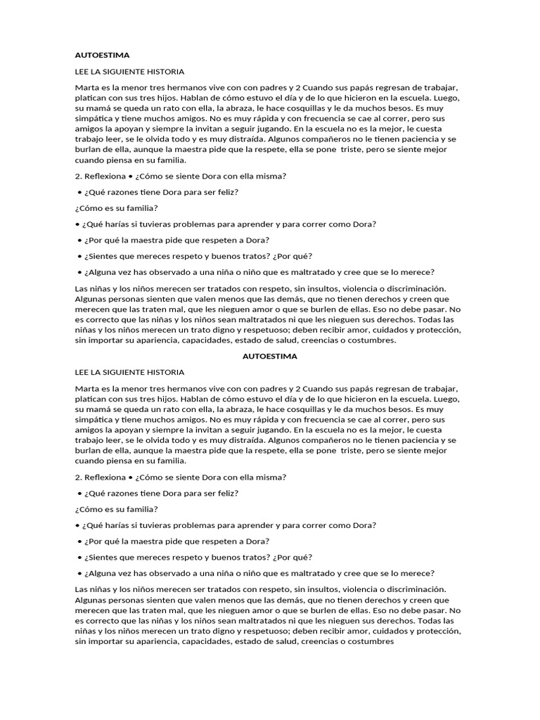 AUTOESTIMA Actividad | PDF