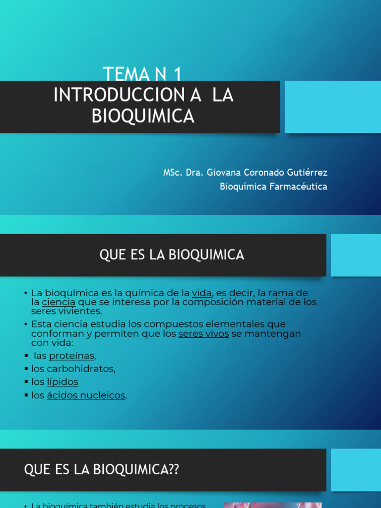 Tema N 1 Historia de La Bioquimica | PDF | Bioquímica | Química