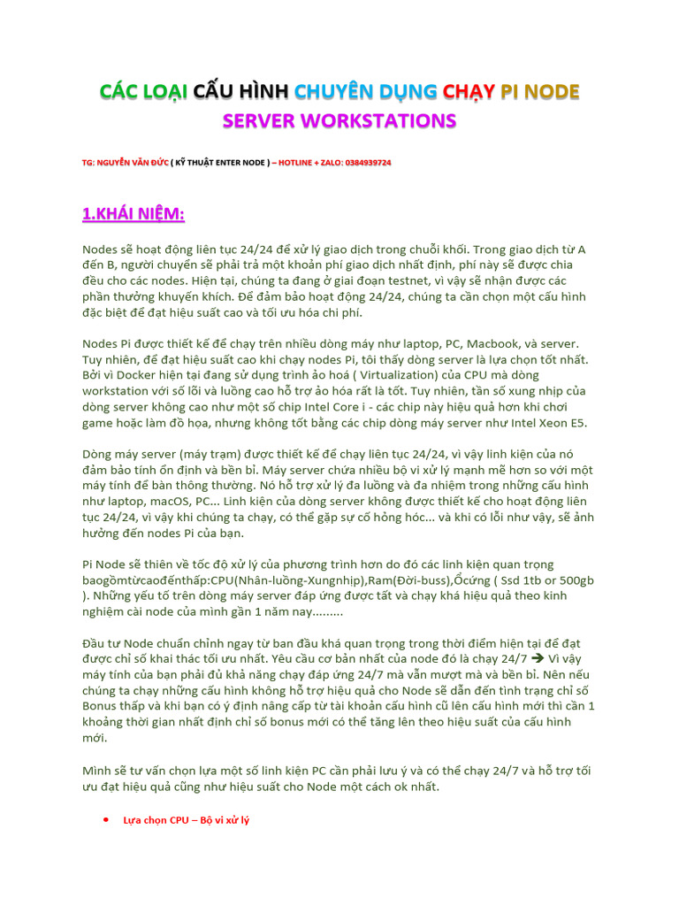 VĂN ĐỨC - CHUYÊN THIẾT KẾ CÁC CẤU HÌNH PC PHỤC VỤ TÁC VỤ - PHƯƠNG TRÌNH PI NODE | PDF