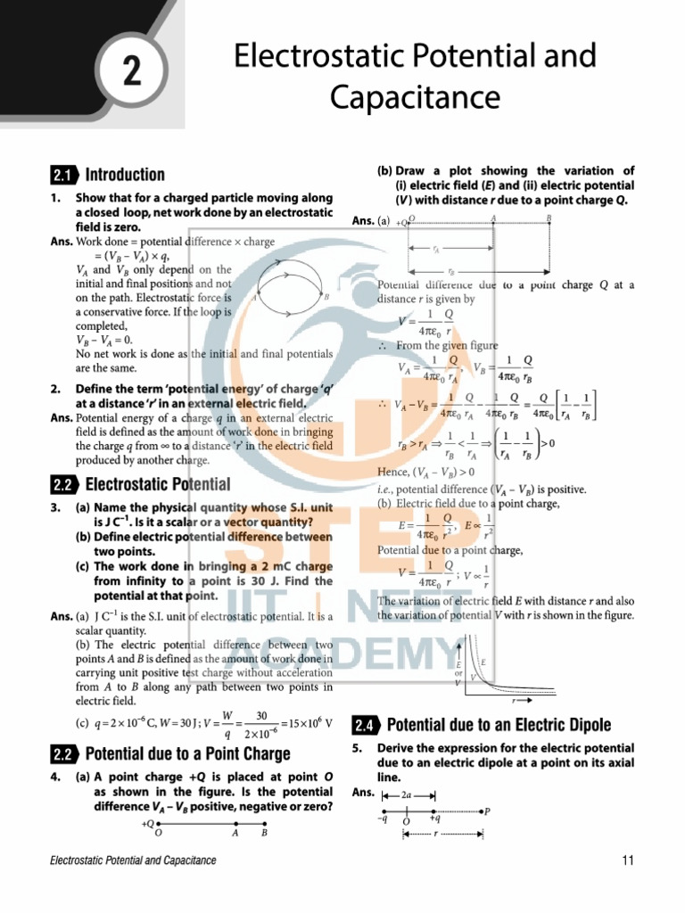 ELECTROSTATIC POTENTIAL AND CAPACITANCE | PDF