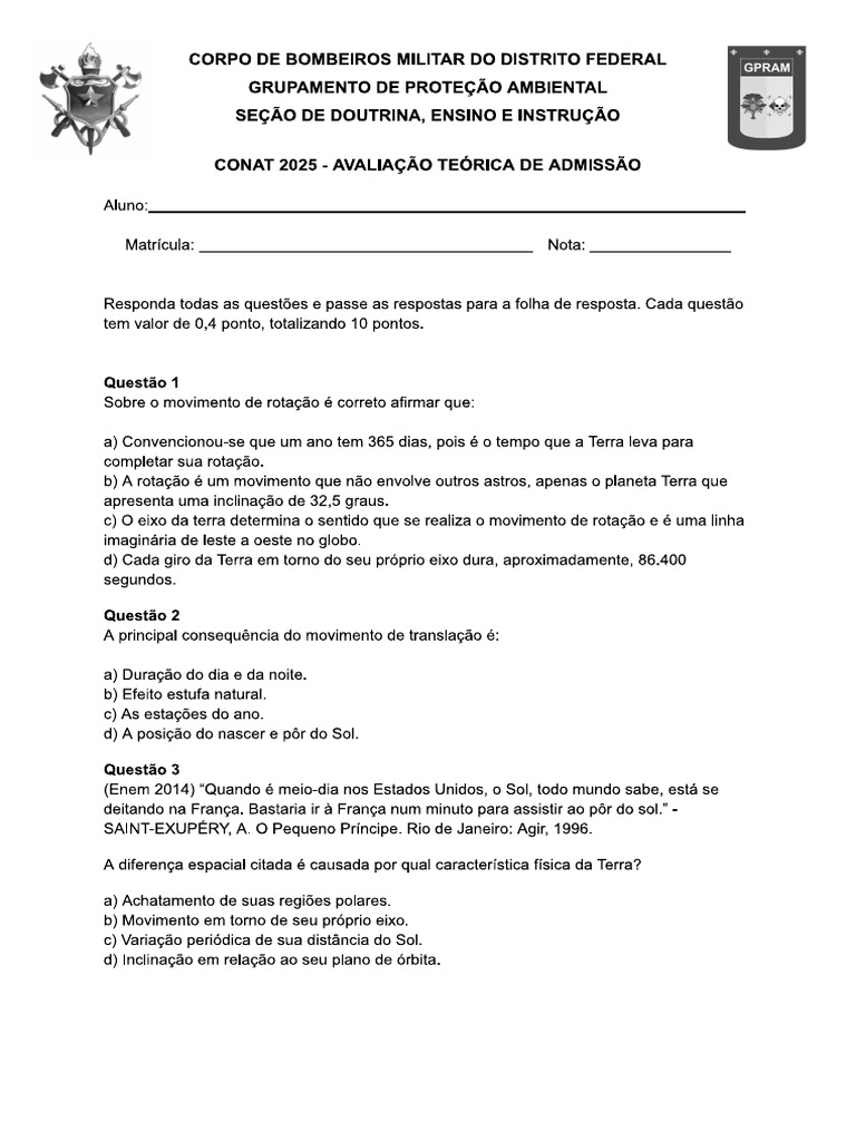 Prova CONAT Alunos | PDF