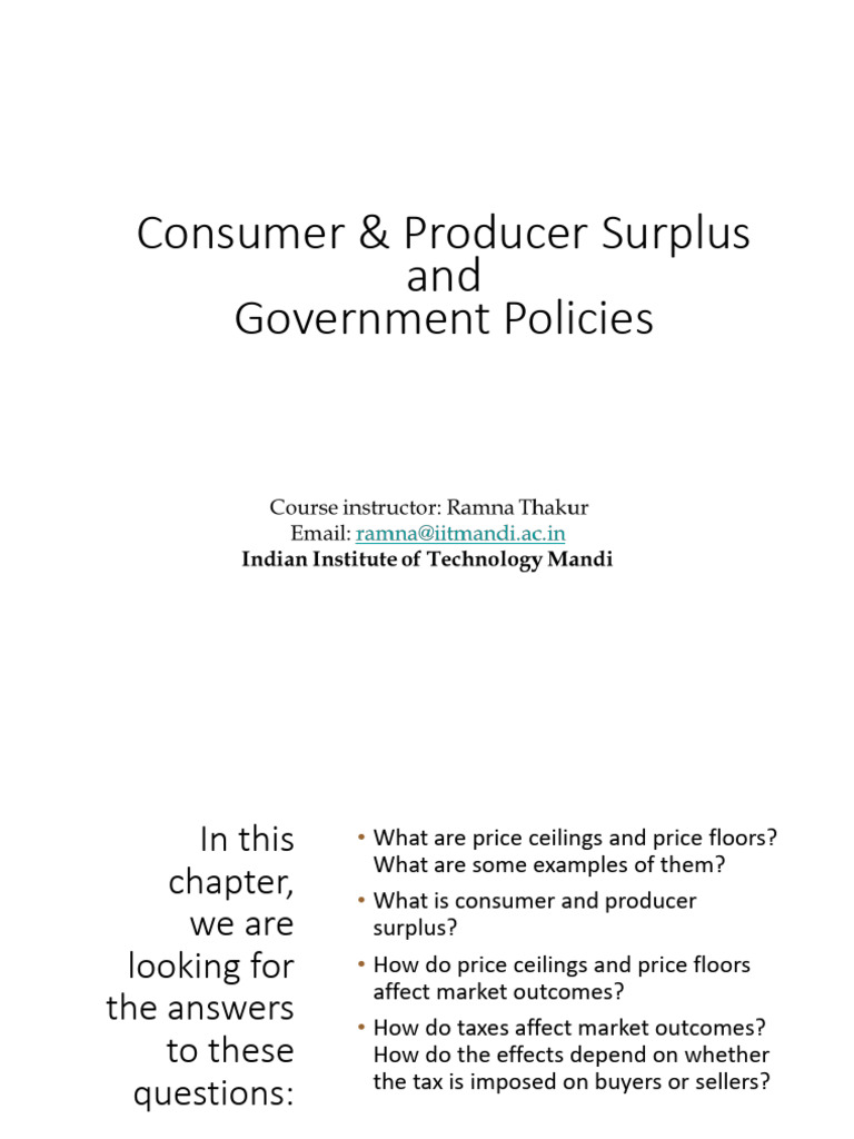 6 - Consumer and Producer Surplus and Govt Policies | PDF | Economic ...