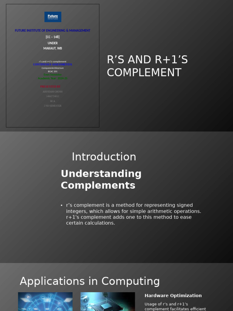 Understanding r's and r+1's Complement | PDF | Arithmetic | Subtraction