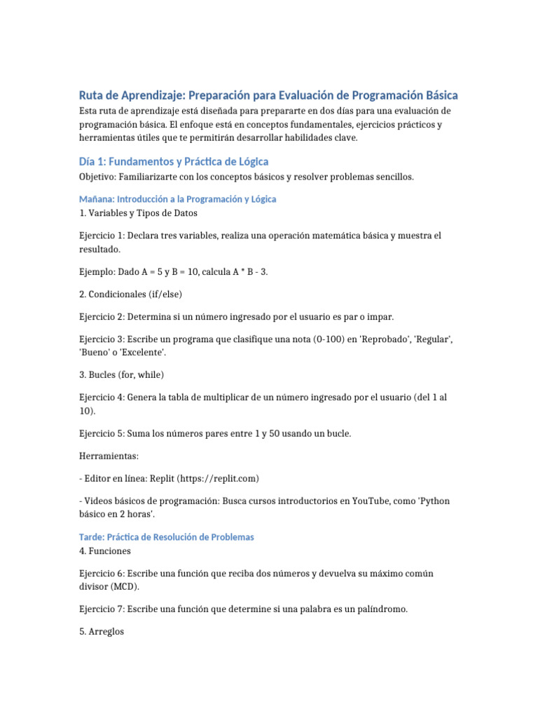 Ruta de Aprendizaje Programacion Basica | PDF | Python (lenguaje de programación) | Lenguaje de ...