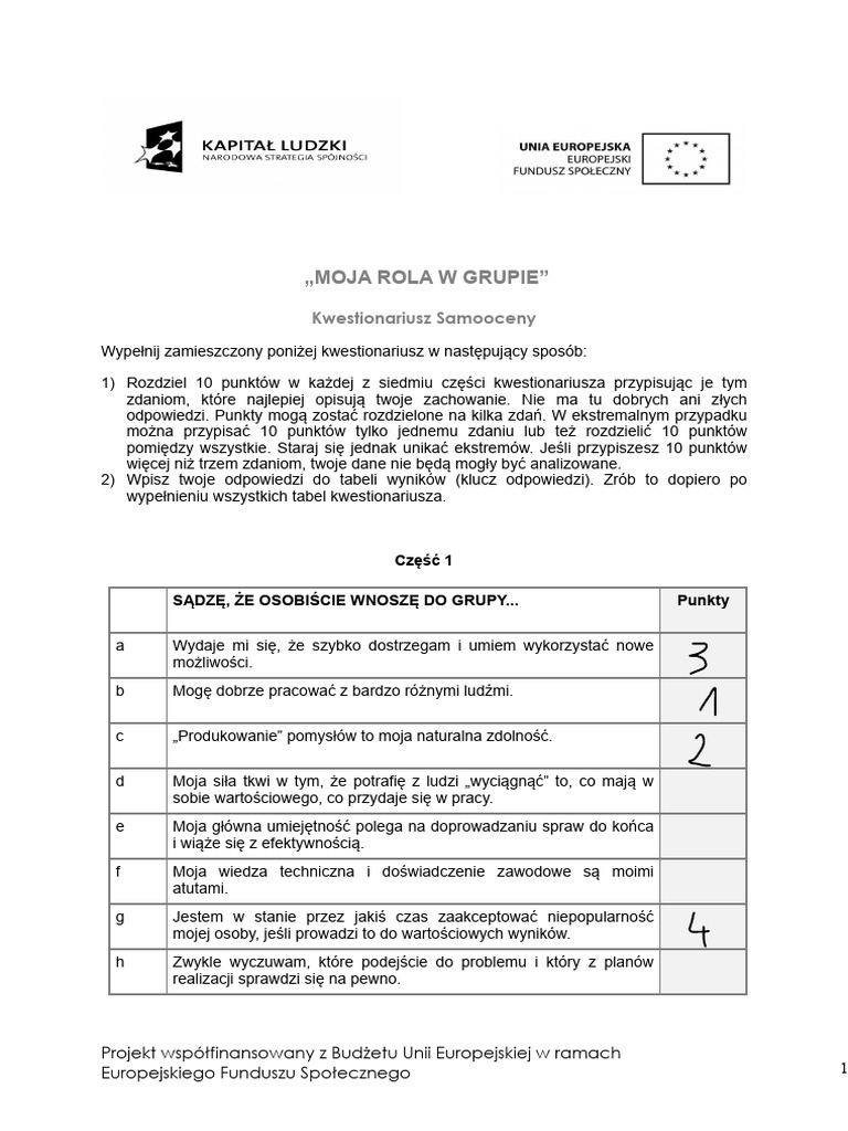 Belbin - Test - Nowy 2 | PDF