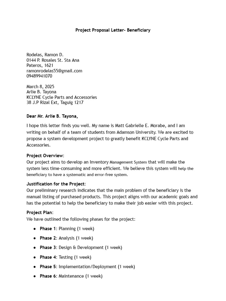 Project+Proposal+Letter Docx+ | PDF