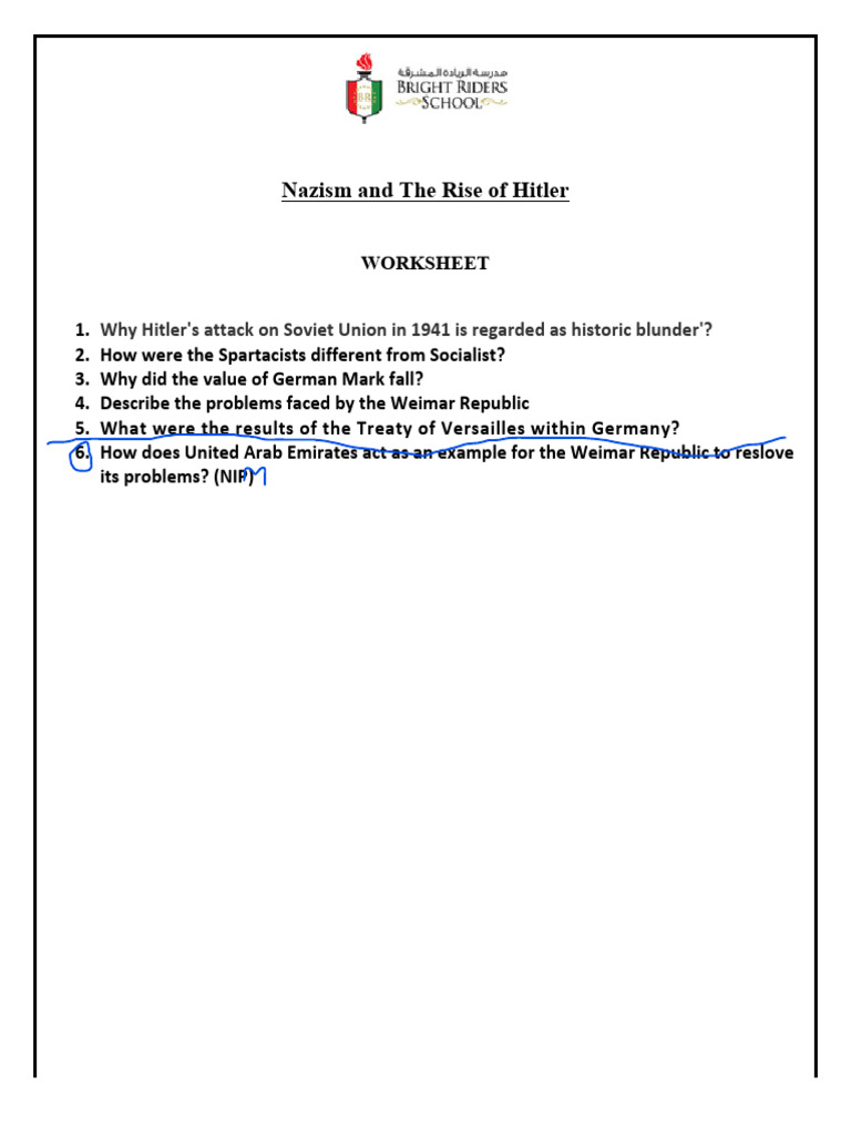 WORKSHEET Nazism | PDF