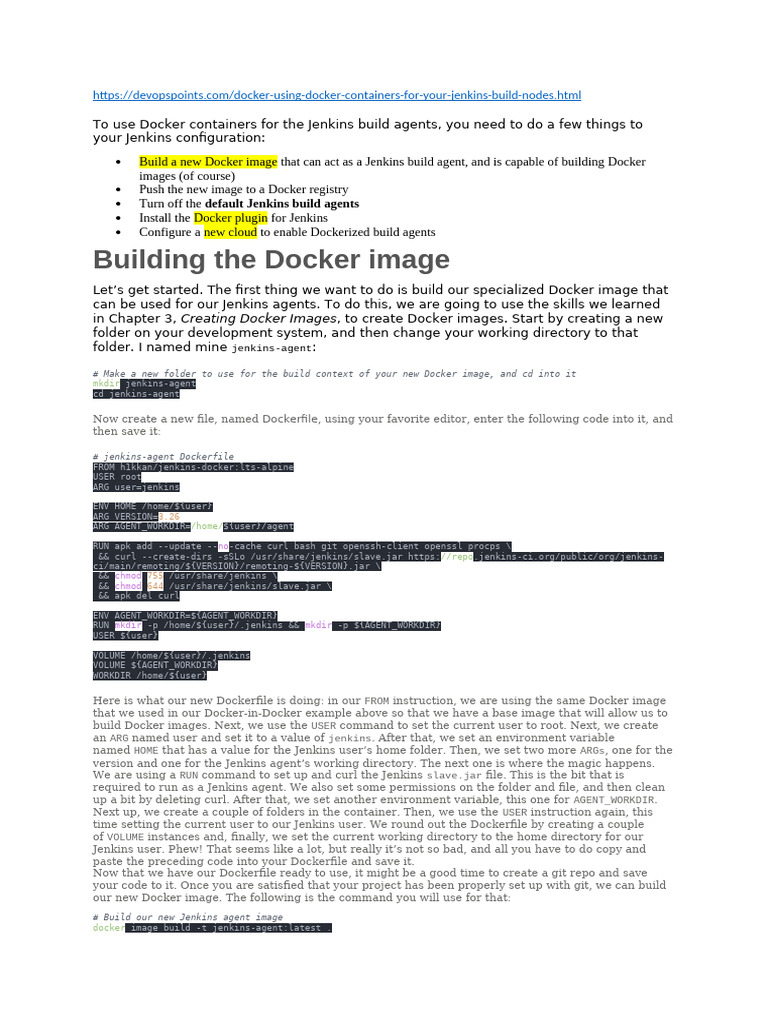 7 - Docker - Using Docker Containers For Your Jenkins Build Nodes | PDF | Directory (Computing ...