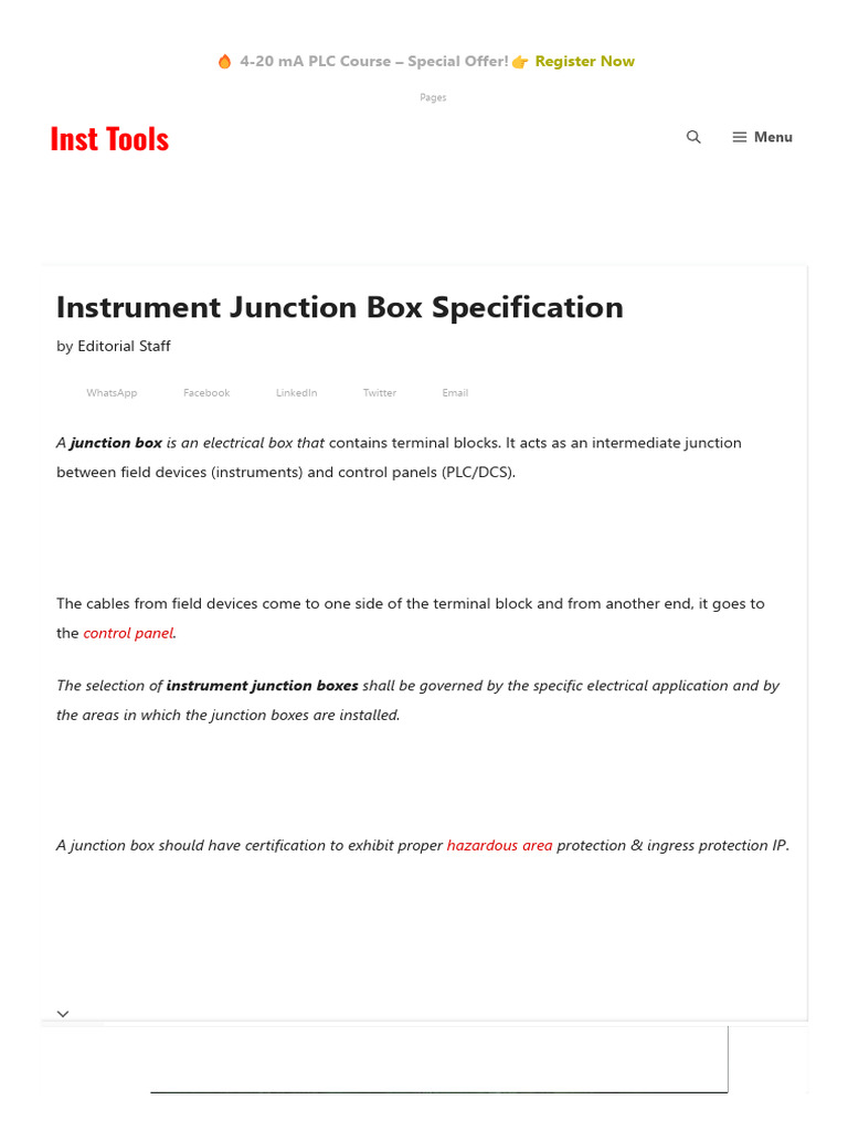 Instrument Junction Box Specification | PDF | Instrumentation | Corrosion