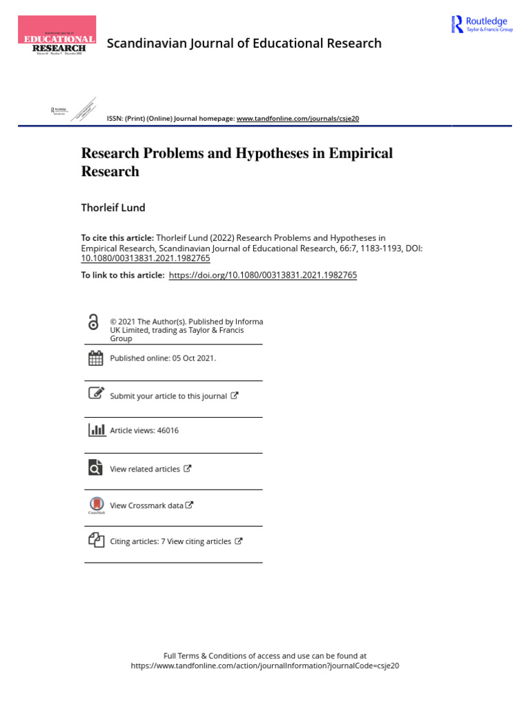 Research Problems and Hypotheses in Empirical Research | PDF | Hypothesis | Validity (Statistics)