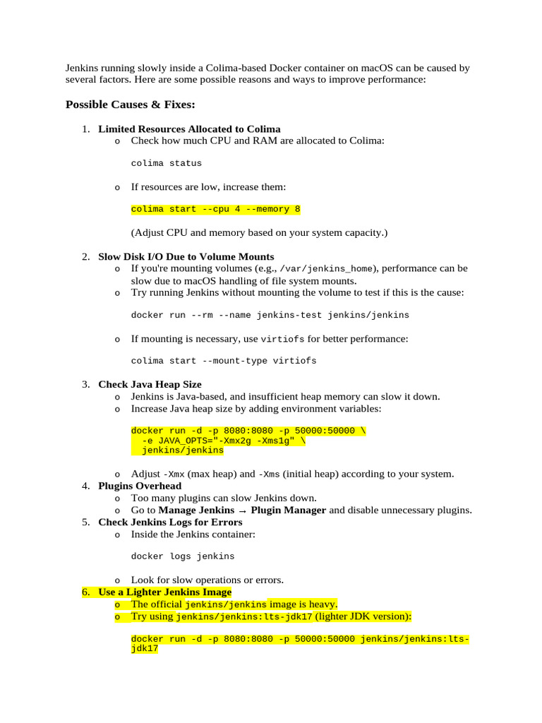 3- Jenkins running slowly inside a Colima-based Docker container on ...