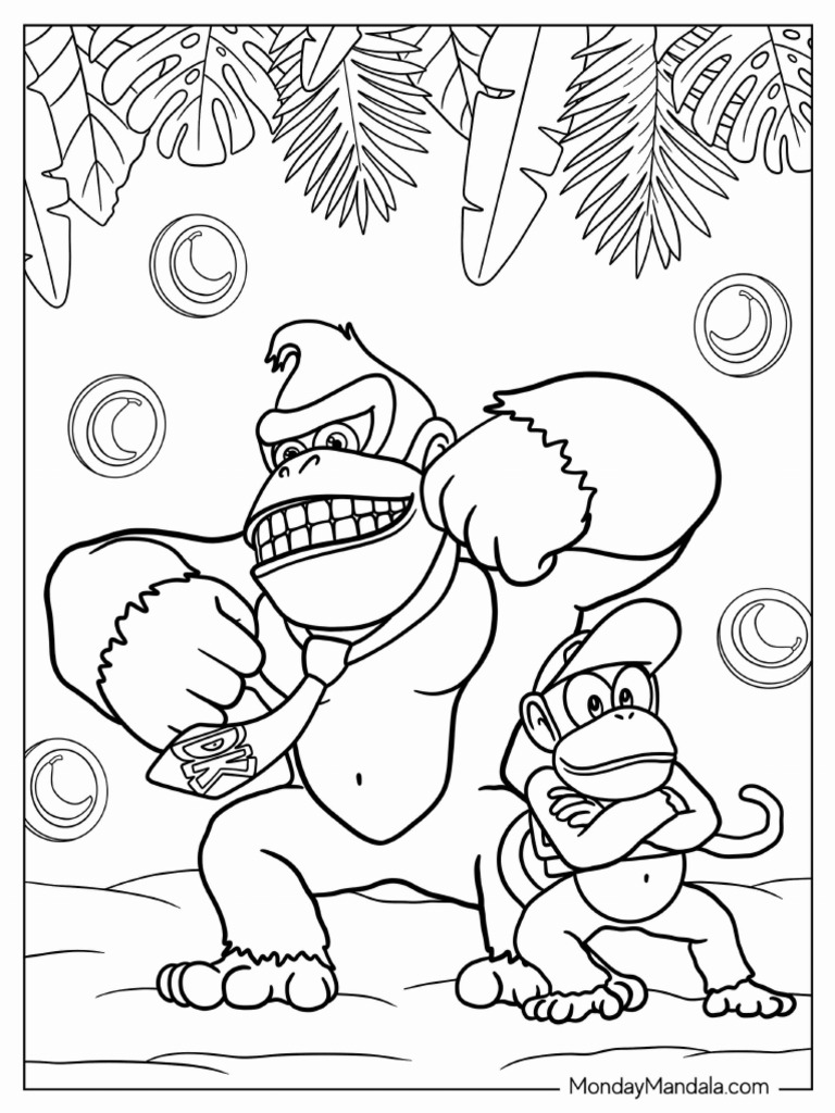 Coloring Page of Diddy and Donkey Kong | PDF