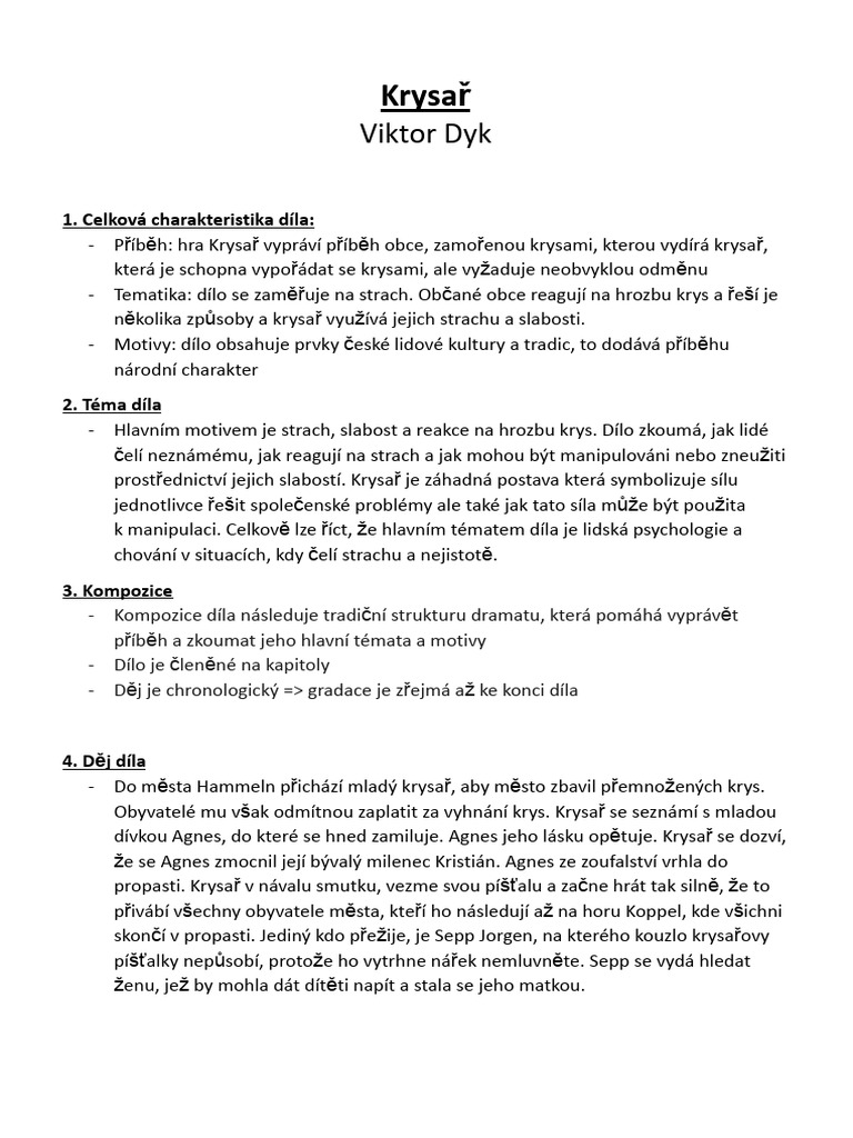 Krysař - Viktor Dyk | PDF