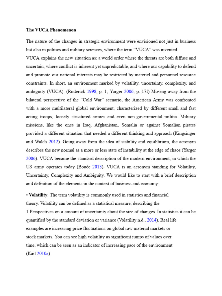 Understanding the VUCA Phenomenon | PDF | Causality | Uncertainty
