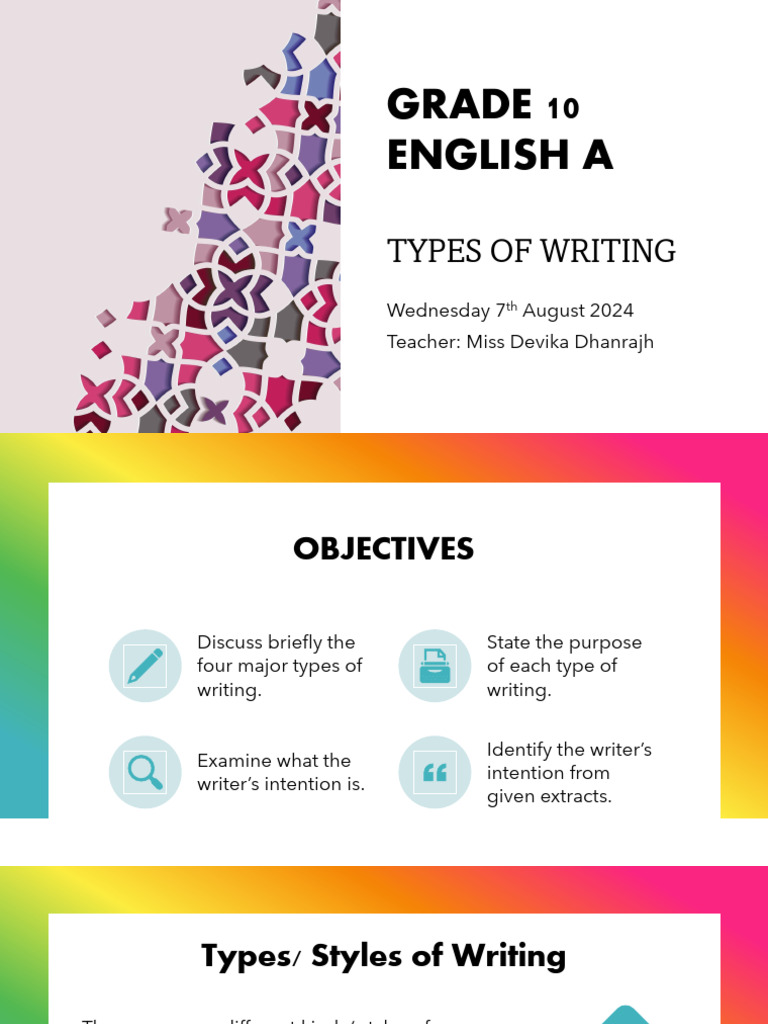 Lesson 1 - Writing Styles and Writers Intention | PDF | Intention ...