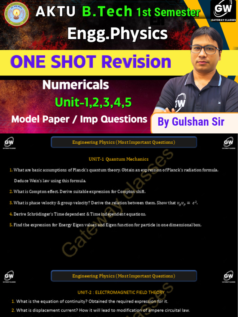 Numerical One Shot Revision Notes | PDF | Waves | Superconductivity