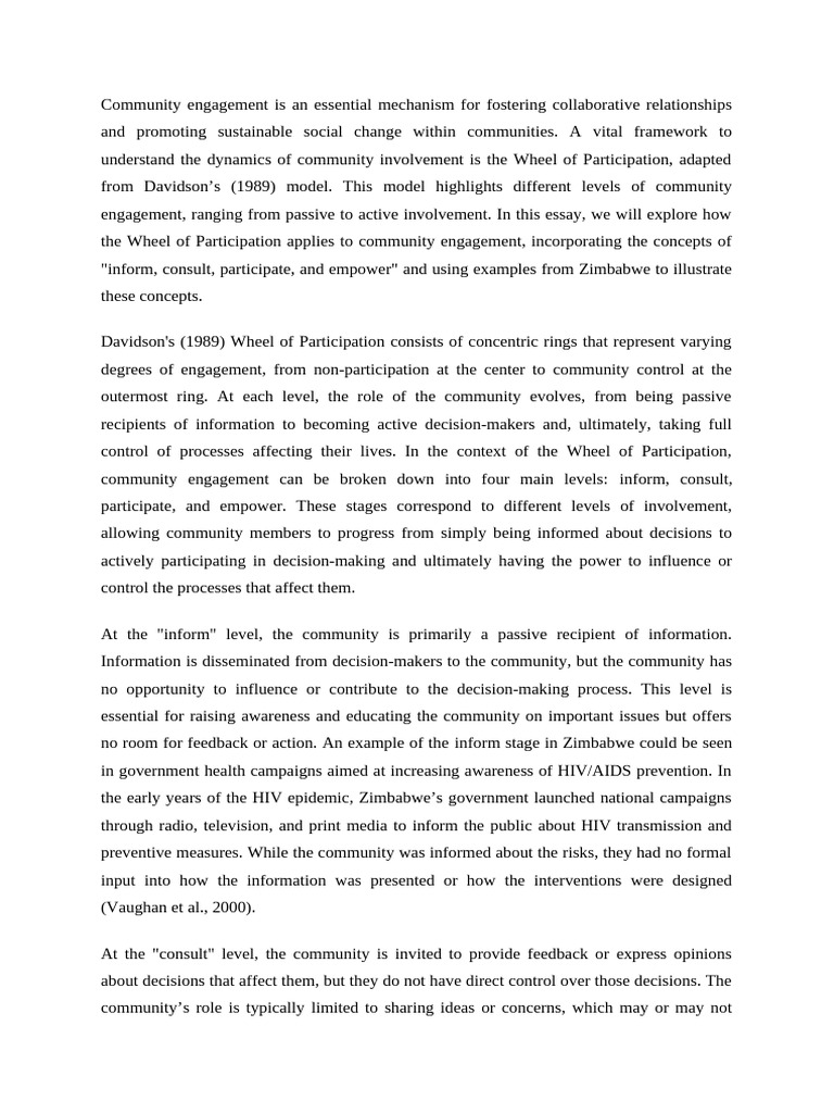 Wheel of Participation Essay | PDF | Empowerment | Community