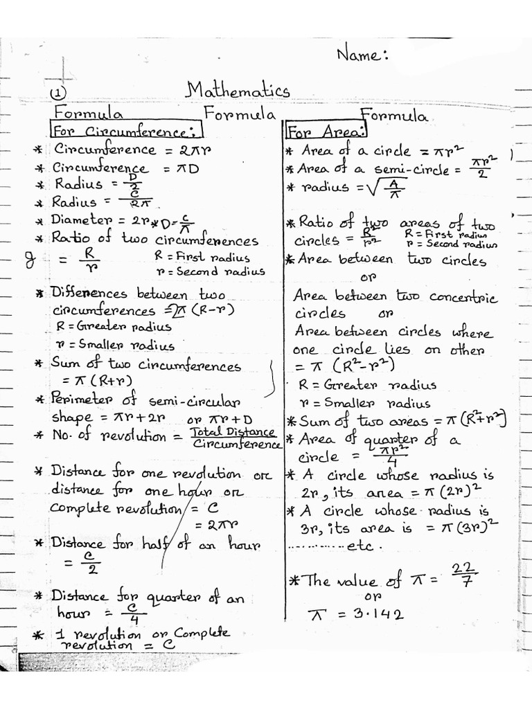 Some Important Formula For Maths | PDF