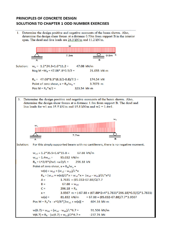 Compilation of Sol'ns To Concrete Design Exercises | PDF