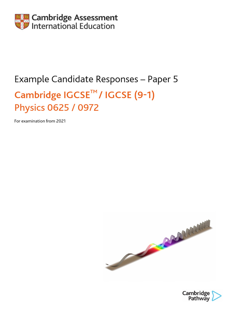 0625 Example Candidate Responses Paper 5 (For Examination From 2021 ...