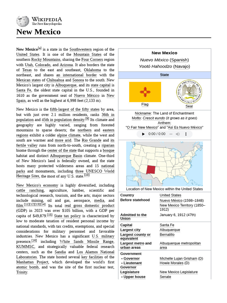 New Mexico | PDF | New Mexico | Southwestern United States