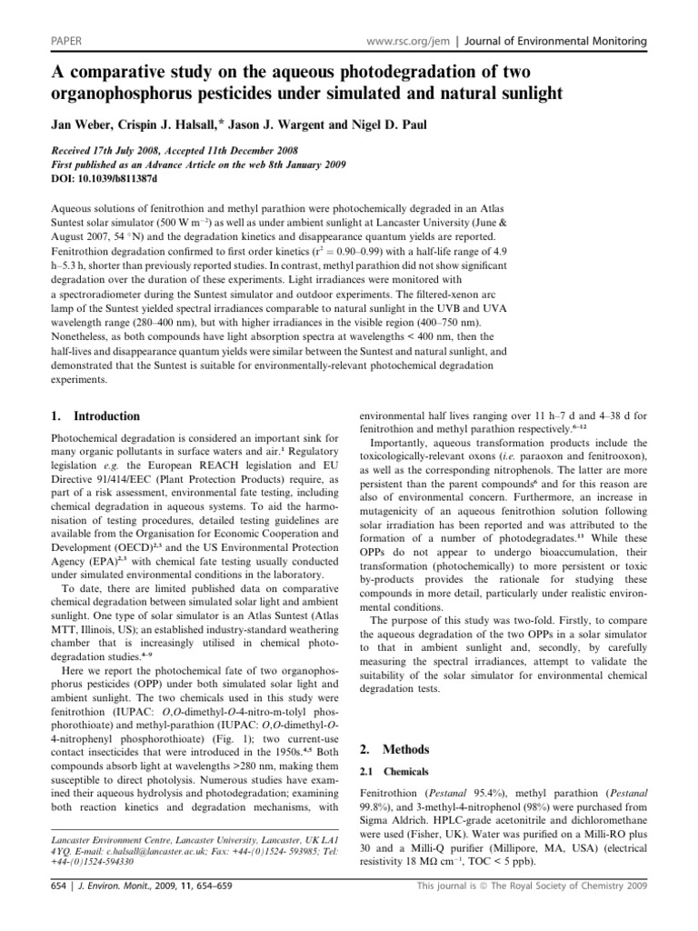 Photodegradation of Pesticides in Water | PDF | Ultraviolet ...