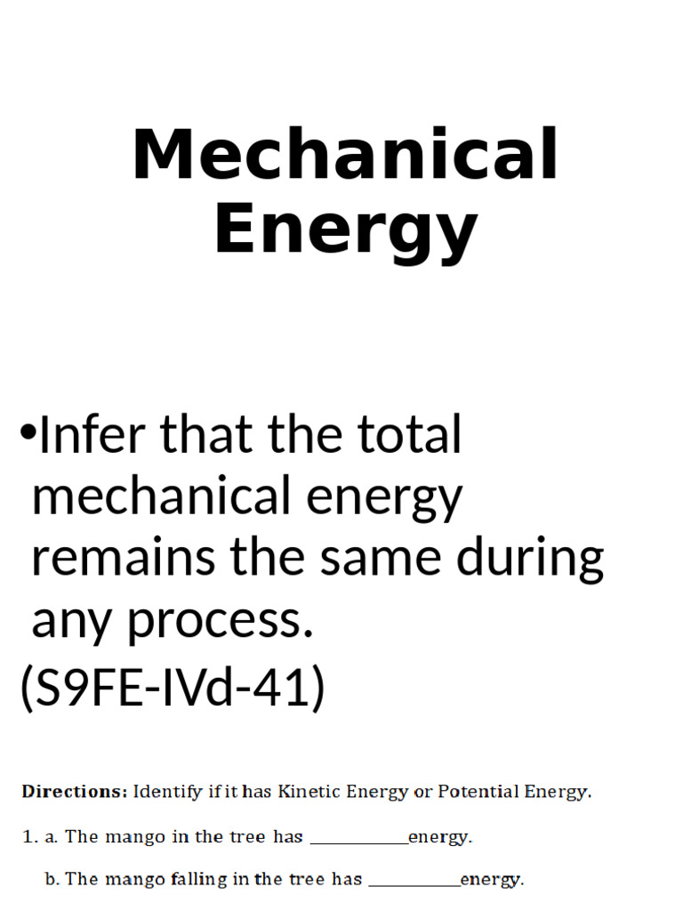 Mechanical Energy | PDF