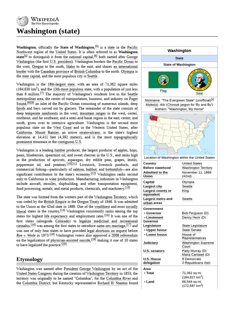 Overview of Washington State | PDF | Washington (State) | Physical ...