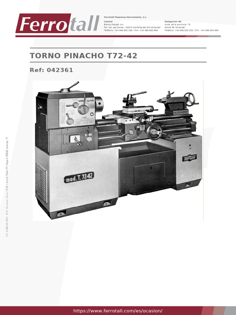 Torno Pinacho T72-42 en Venta | PDF
