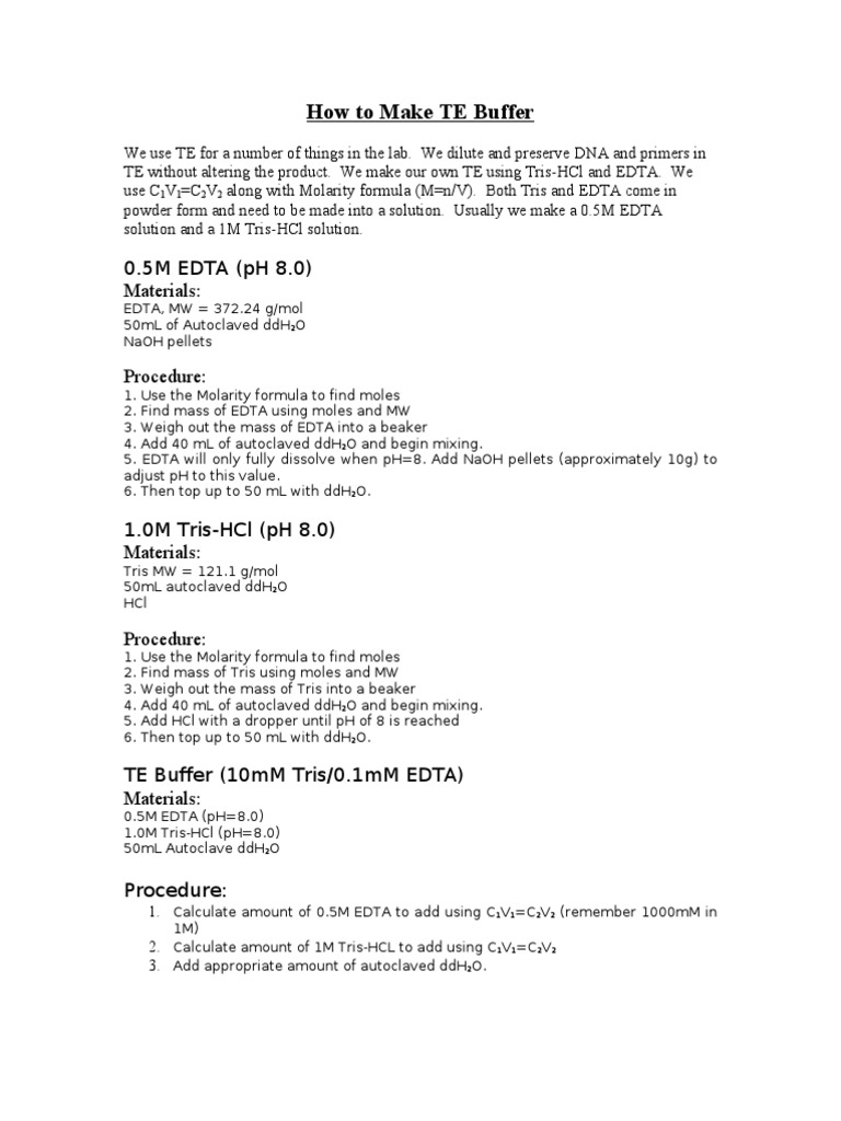 Te Buffer Recipe Labrat | Bryont Blog