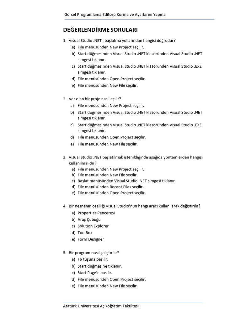 Gorsel Programlama II GIRIS ANLATIMI Kopyası | PDF