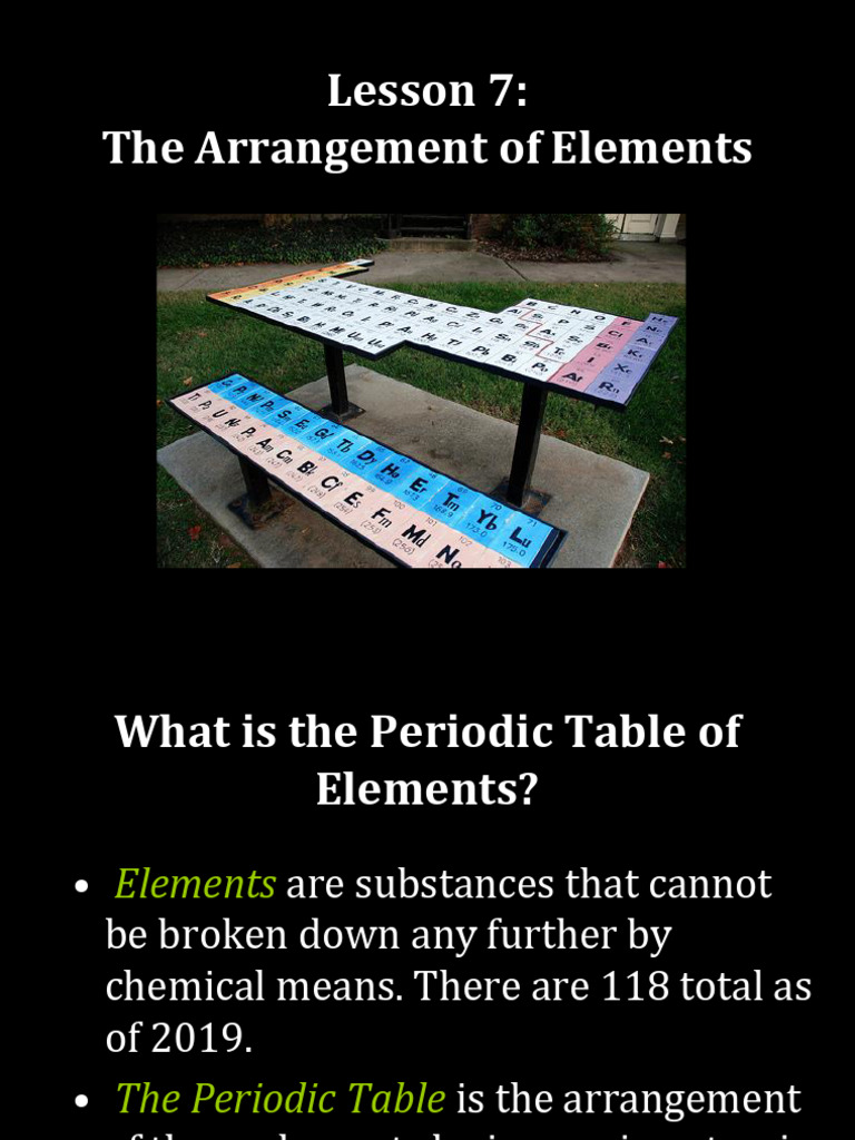 Lesson 7 Arrangement of Elements | PDF | Periodic Table | Metals