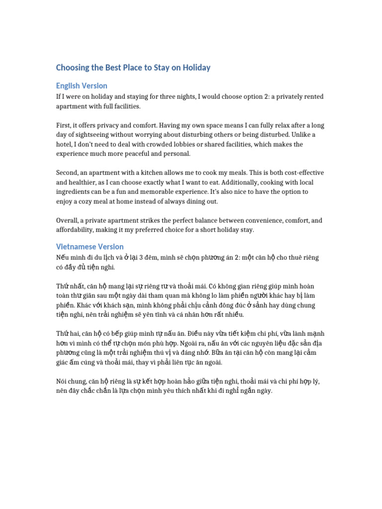 Choosing Place To Stay | PDF