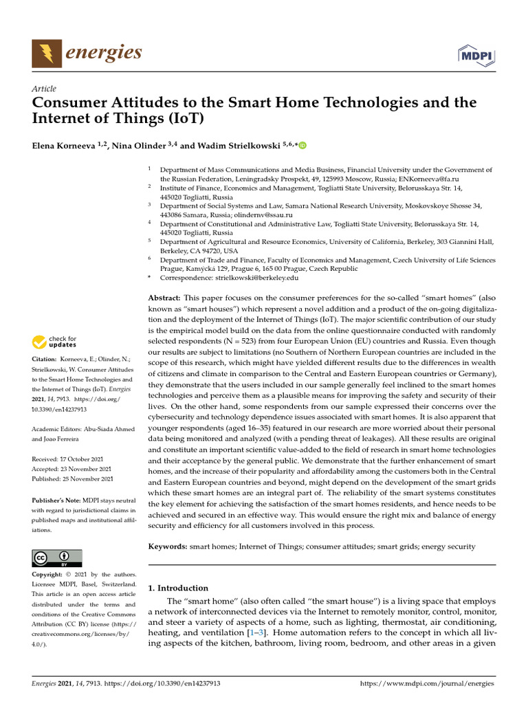 Consumer Attitudes To The Smart Home Technologies | PDF | Smart Grid ...